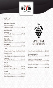 Menu – Bovin Steak House – St. Maarten